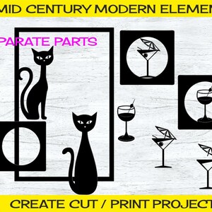 MCM Svg Dxf Files Atomic Age Cats Couple Drink Wine & - Etsy