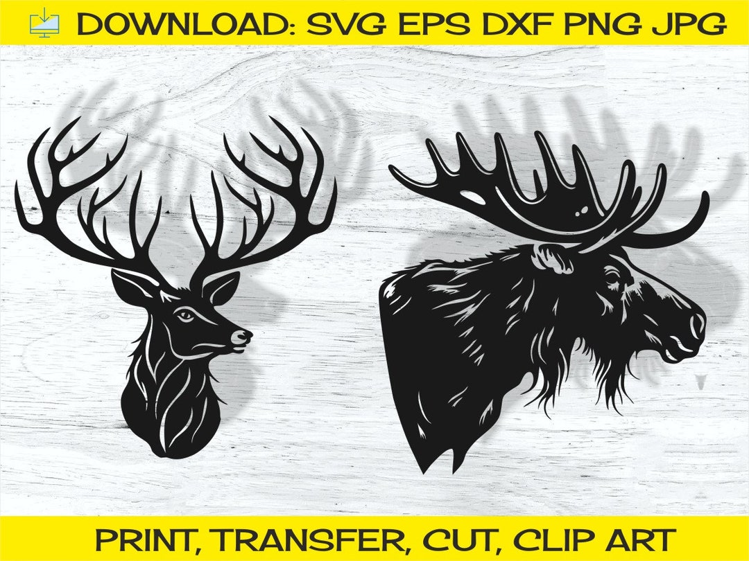 Deer and Elk Trophy Heads Svg Png Dxf Eps Files Forest Lodge - Etsy UK