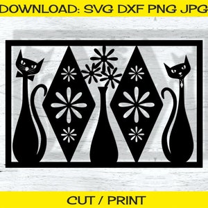 MCM Svg-dxf Files Cats Family Design Elements, Mid-century Modern ...