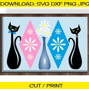 MCM Svg-dxf Files Cats Family Design Elements, Mid-century Modern ...