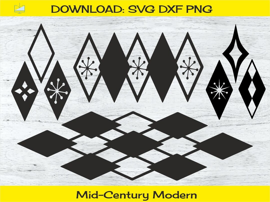 MCM Rhomb Wall Home Decor Mid-century Modern, Diamond Pattern Motif ...