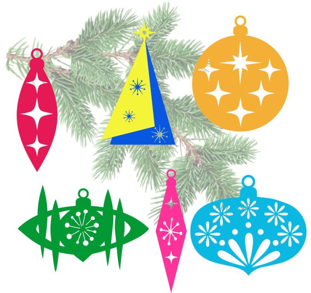 Christmas Retro Ornaments Png-svg-dxf File, New Year Tree Decoration ...