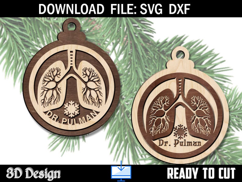 Pulmonology Lungs Ornament SVG DXF Files, Pulmonologist Doctor Gift ...