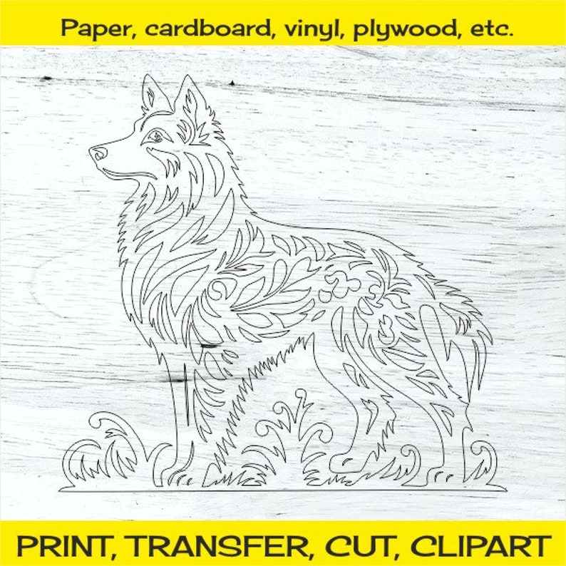 German Shepherd Dog, Clip Art, Papercraft, Graphic Element, Cut/print ...