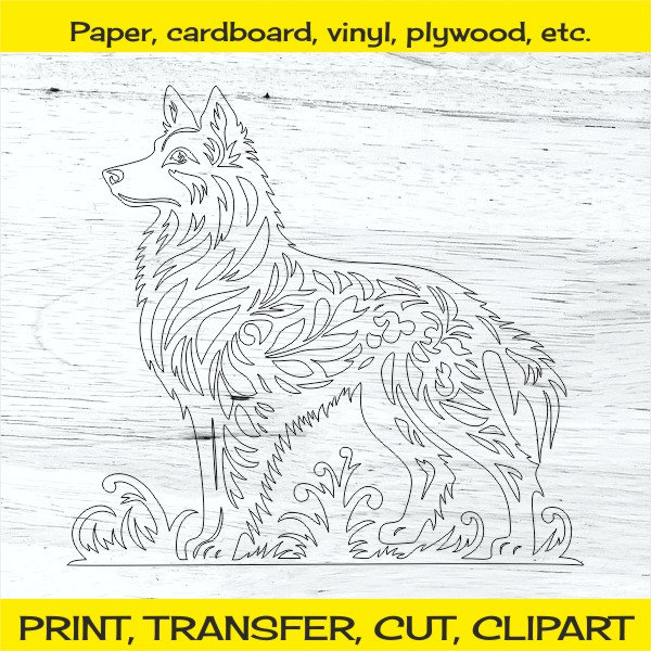 German Shepherd Dog, Clip Art, Papercraft, Graphic Element, Cut/print ...