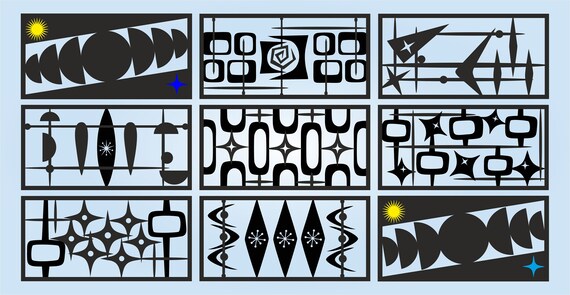 MCM Bundle of Rectangular Wall Home Decor Mid-century Svg & - Etsy