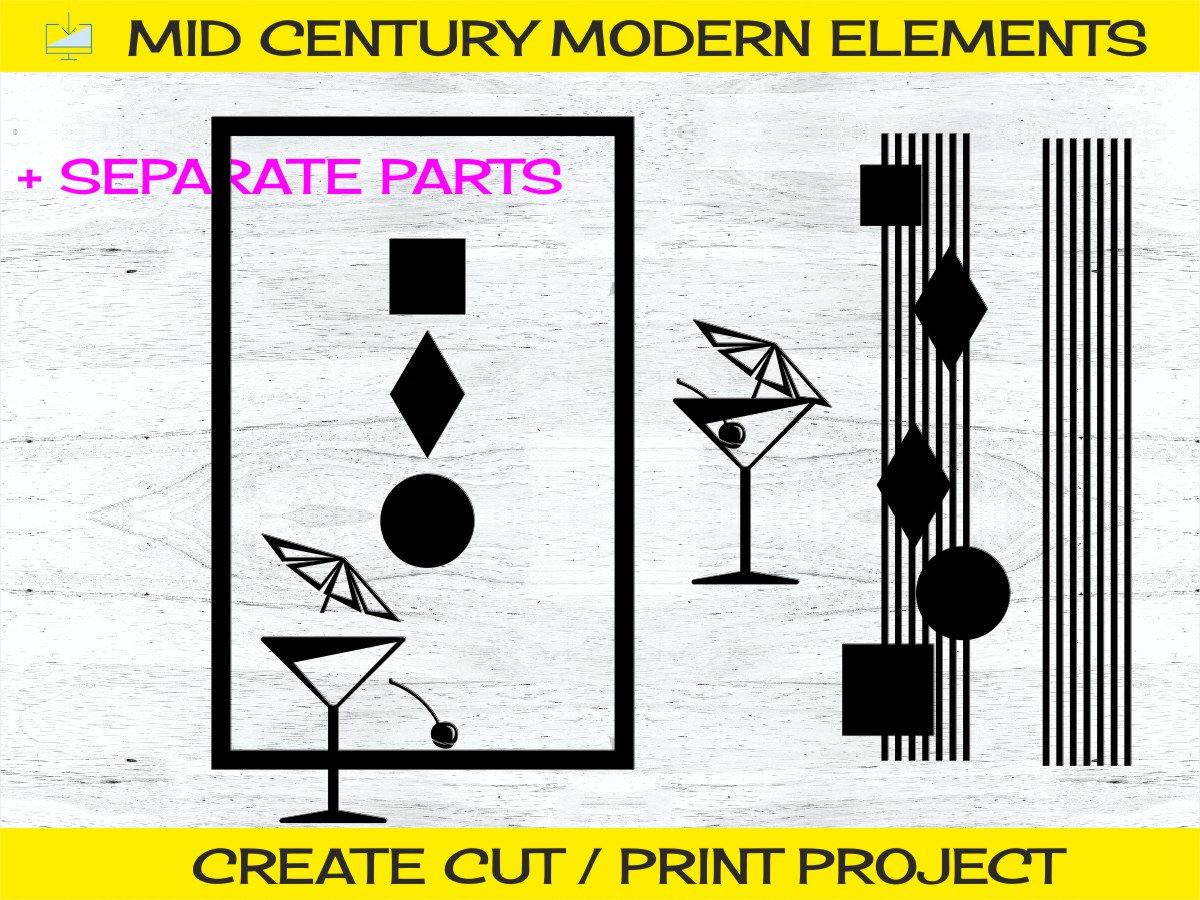 MCM Svg Dxf Files Atomic Age Drink Cocktail Lovers Room, Alcohol Bar ...