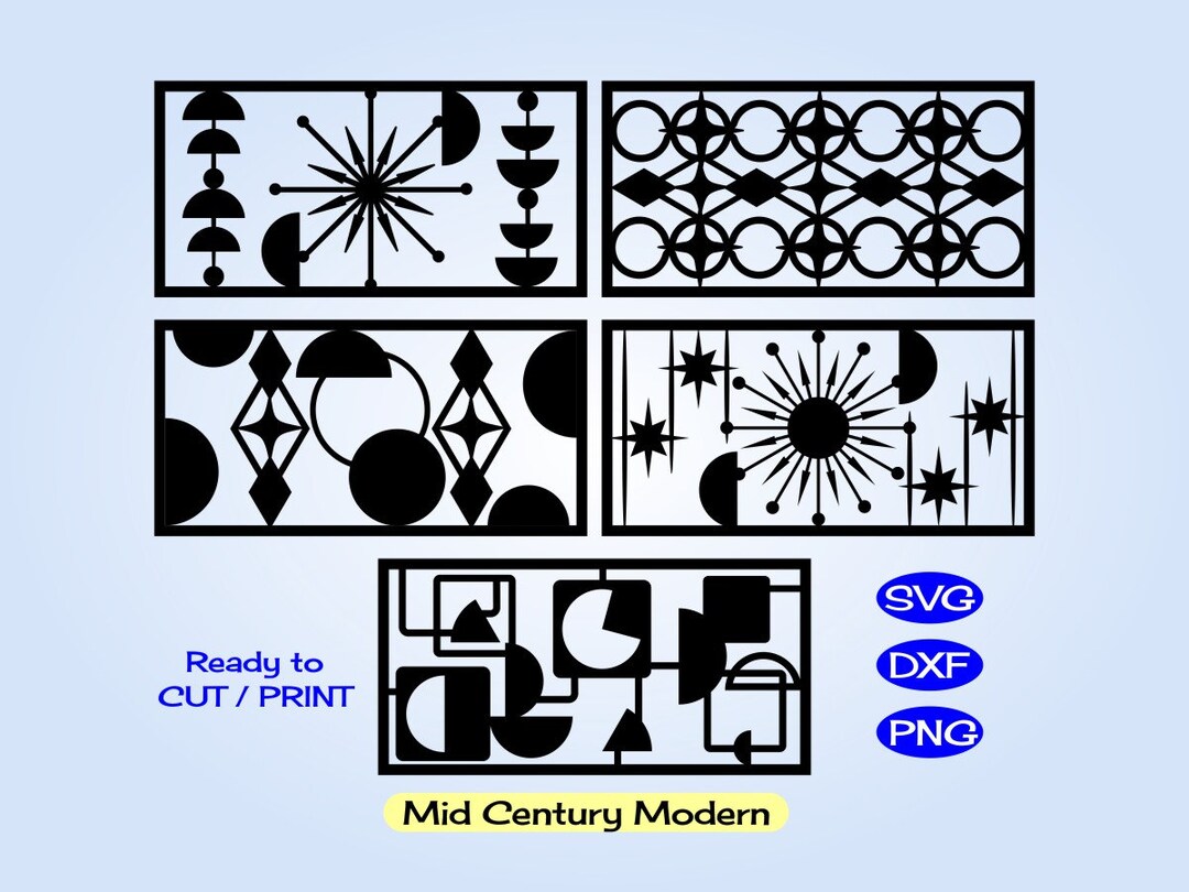 MCM Art Panels Bundle: Room Wall Decor, Space Divider, Mid-century ...