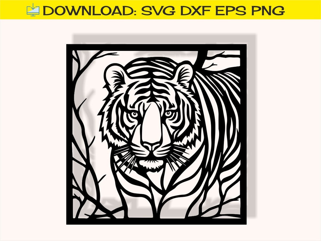 Tiger, Square Wall Art Decor Svg Dxf Eps Png Files, Panel Room ...