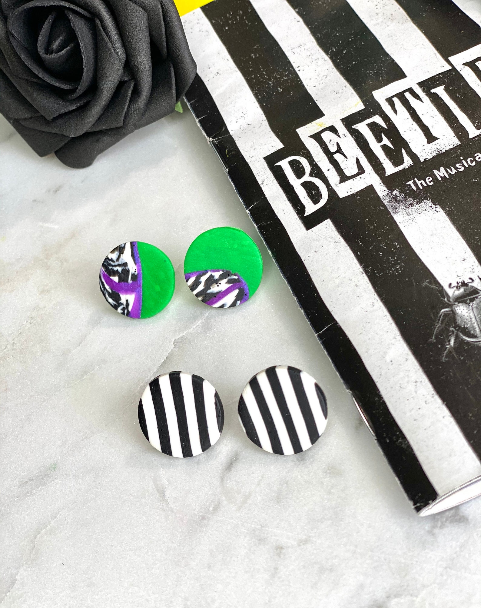 Beetlejuice earrings halloween earrings gothic earrings | Etsy