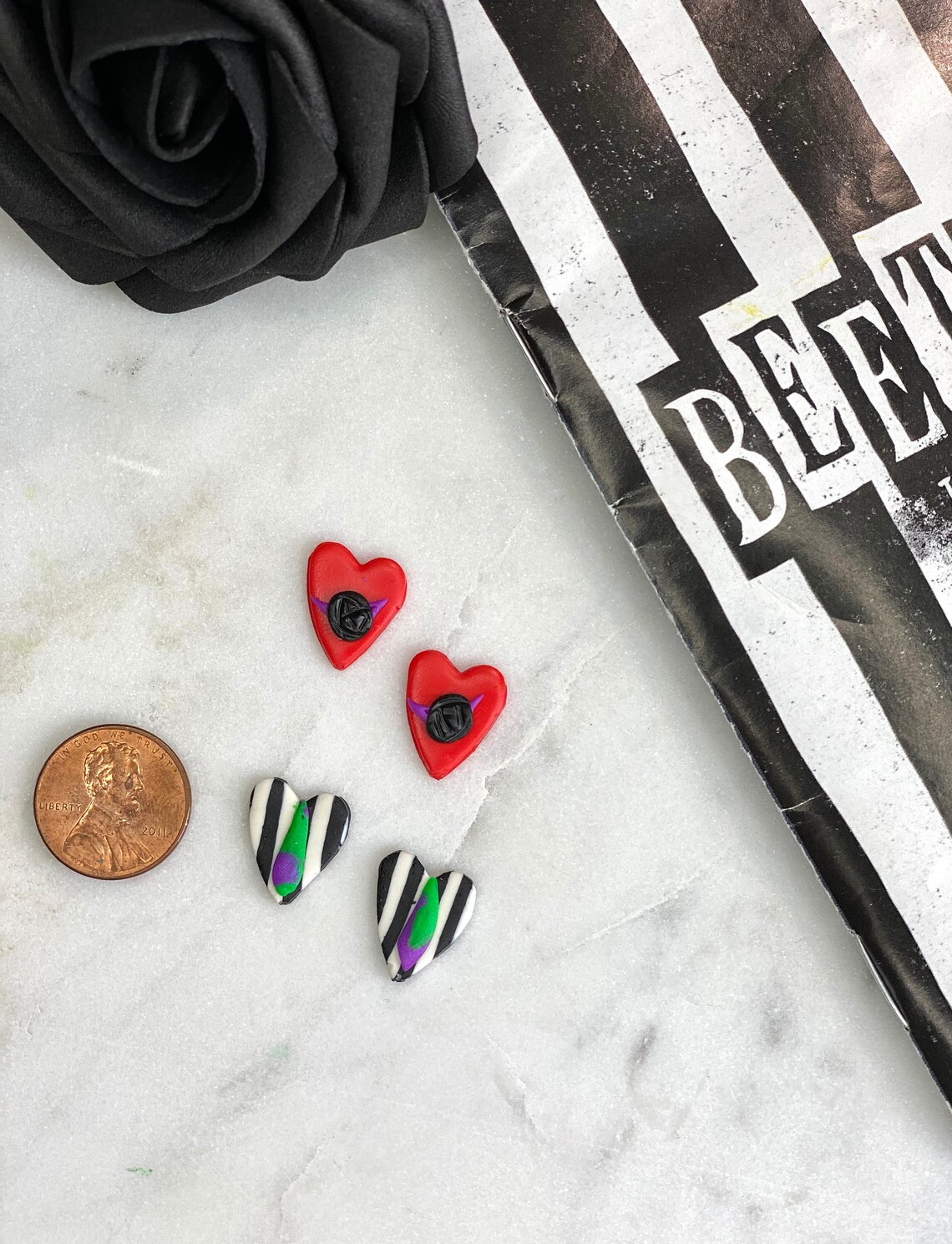 Beetlejuice earrings halloween earrings gothic earrings | Etsy