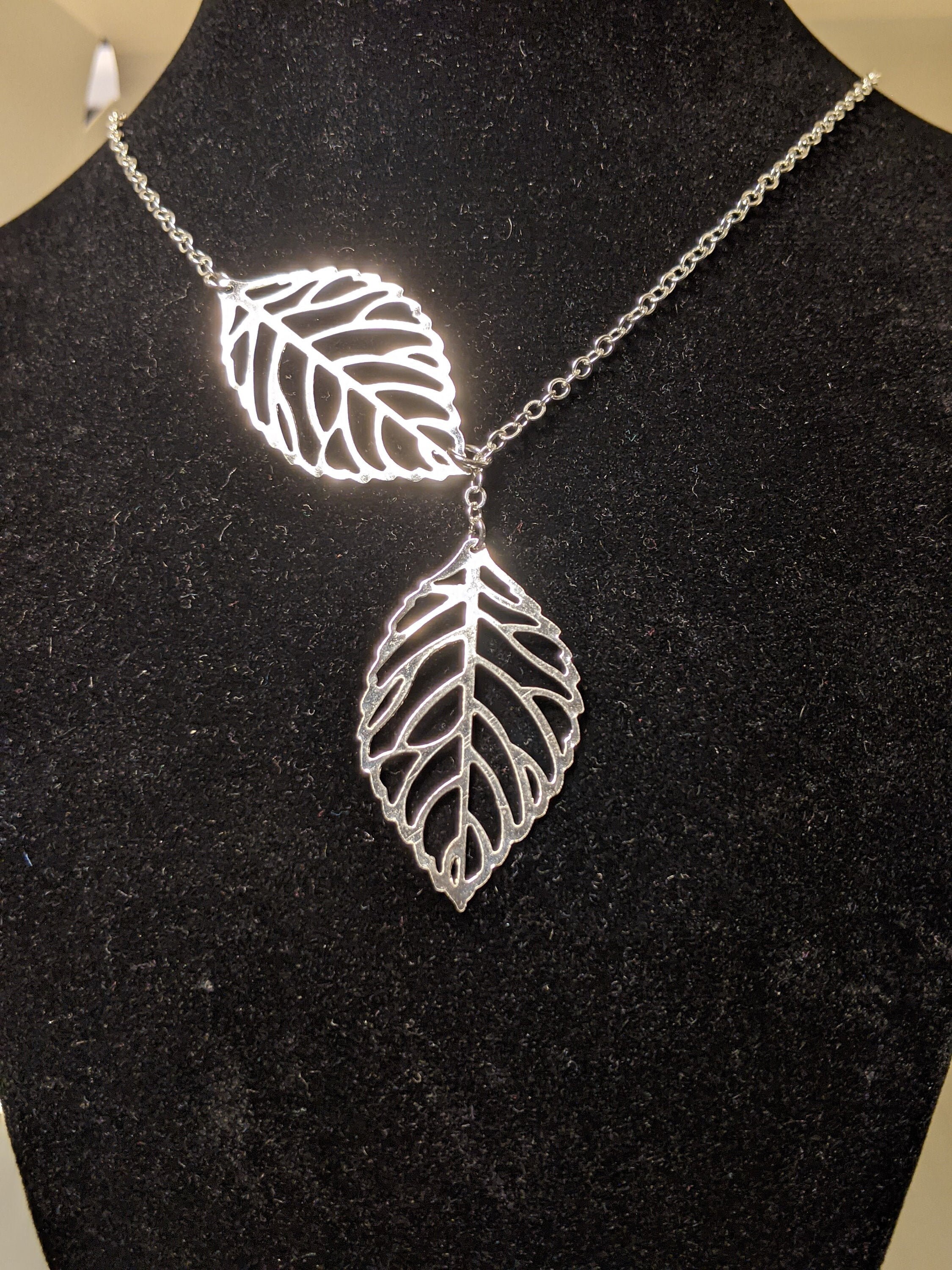 Double Leaf Necklace - Etsy