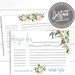 Printable Watercolor Recipe Cards Floral Recipe Card - Etsy