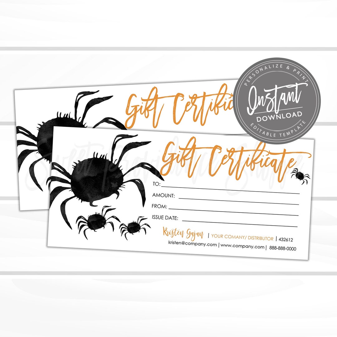 Editable Gift Certificate, Halloween Printable Gift Voucher, Editable ...