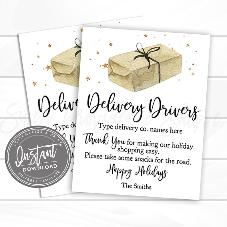 Editable Delivery Driver Thank You Sign, Personalized Delivery Driver ...