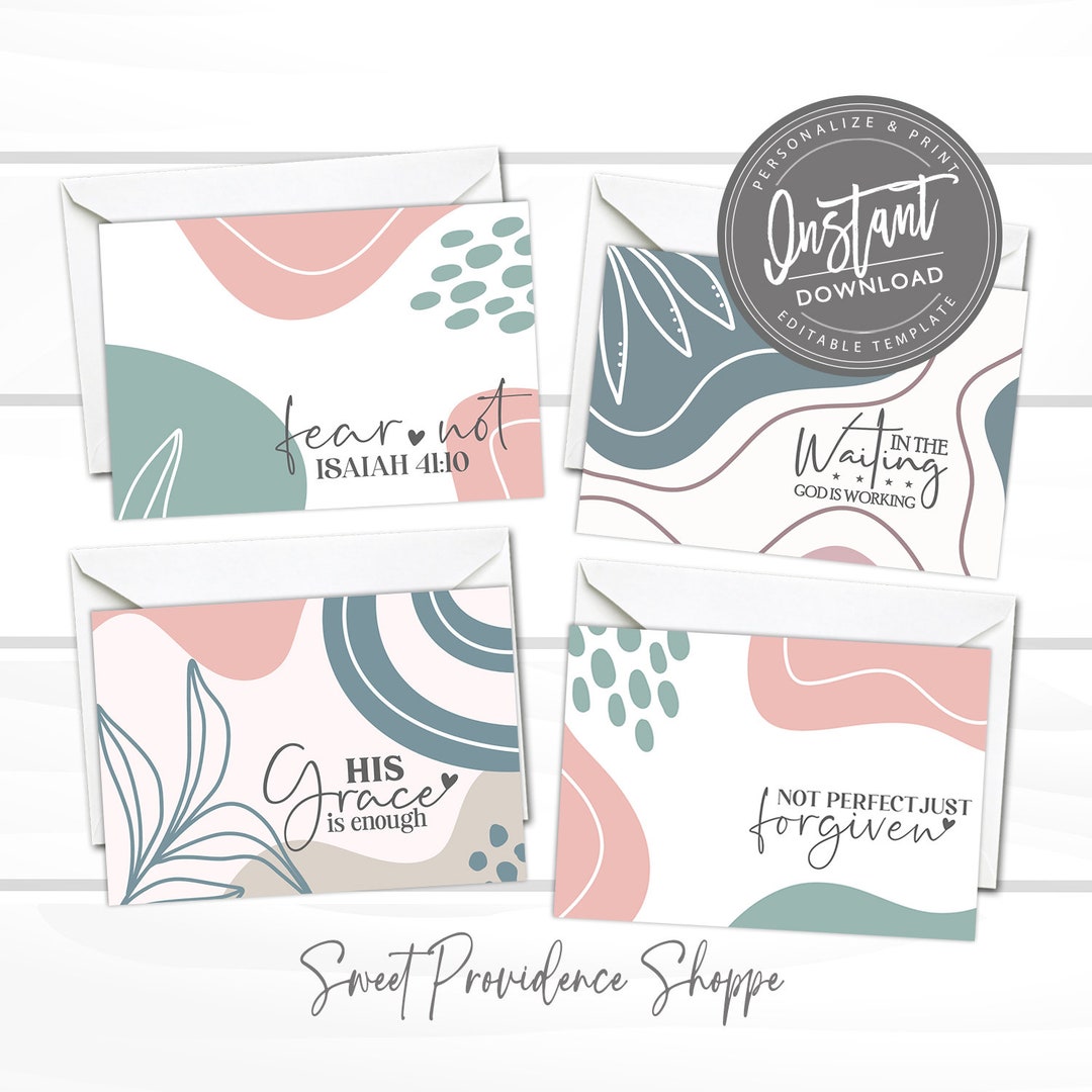 Religious Note Card Templates, Catholic Cards, Set of 4 Designs ...