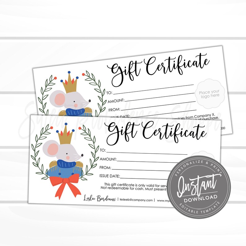 Editable Gift Certificate, Holiday Printable Gift Voucher, Editable ...