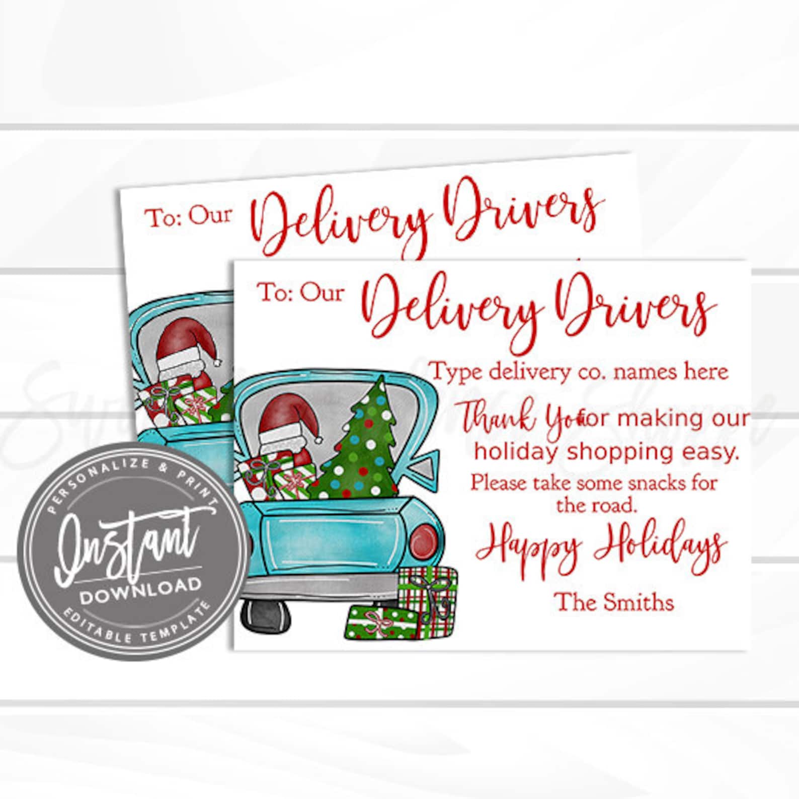 Editable Delivery Driver Thank You Sign, Personalized Delivery Driver ...