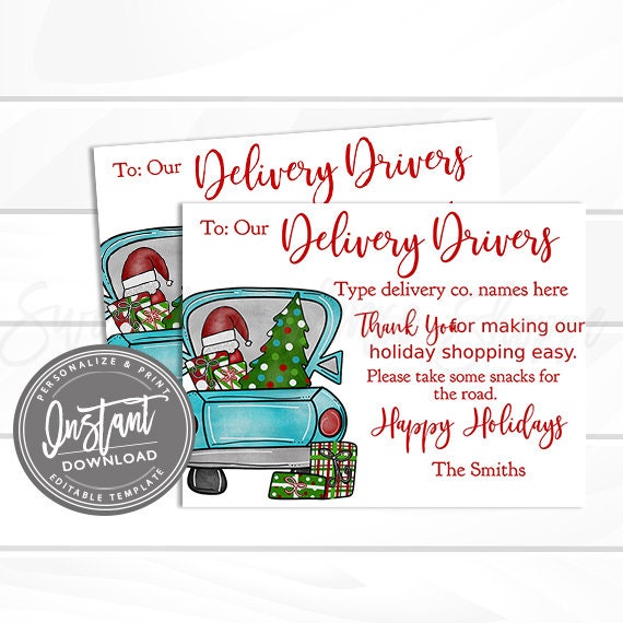 Editable Delivery Driver Thank You Sign, Personalized Delivery Driver ...