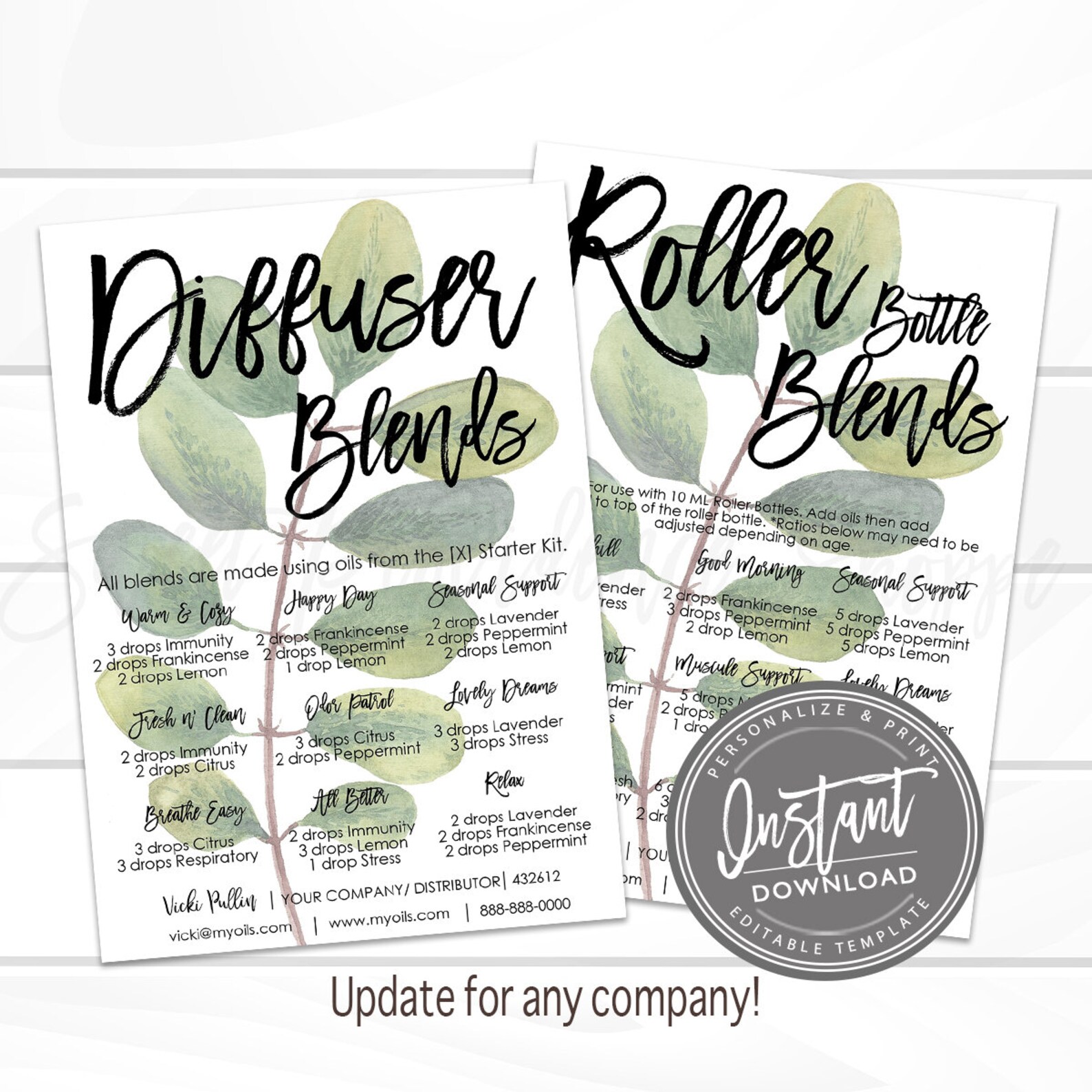 Editable Diffuser Blends Template Network Marketing Diffuser - Etsy