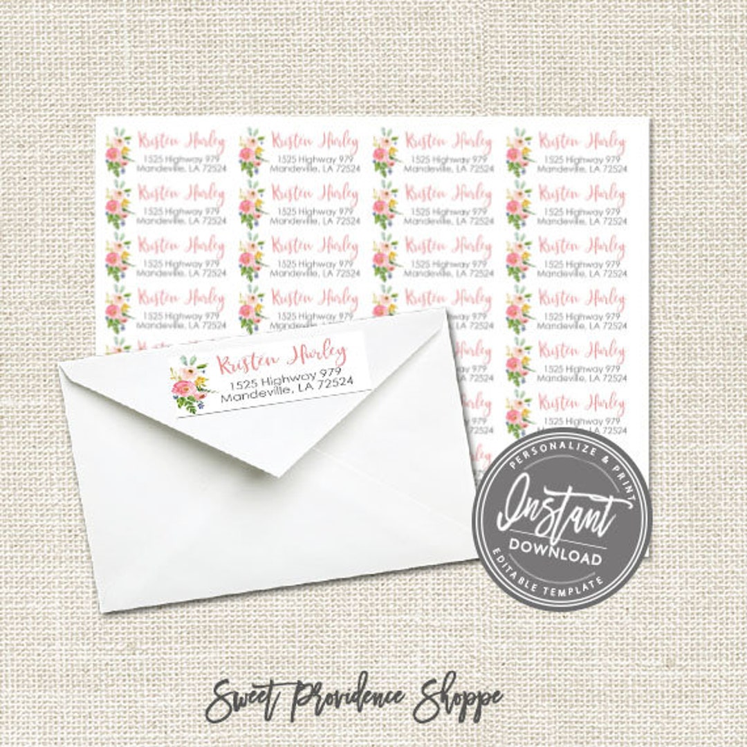 Pink Floral Address Label, DIY Distributor Address Label, Wedding ...
