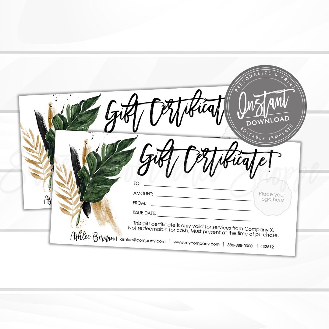 Editable Gift Certificate, Modern Desert Printable Gift Voucher ...