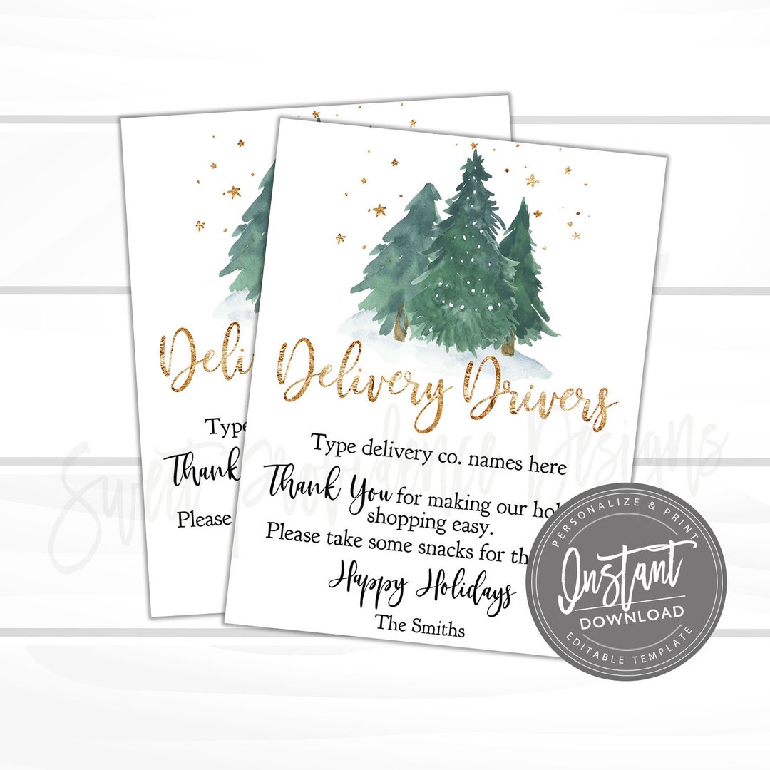 Editable Delivery Driver Thank You Sign, Personalized Delivery Driver ...