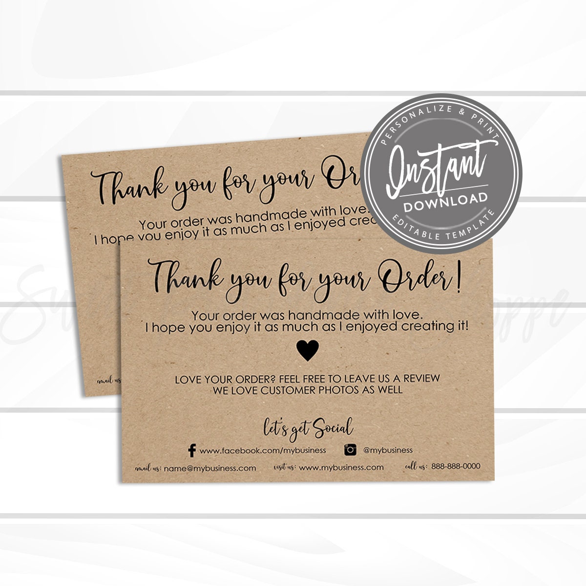 EDITABLE Thank You for Your Order Template, Printable Personalized ...