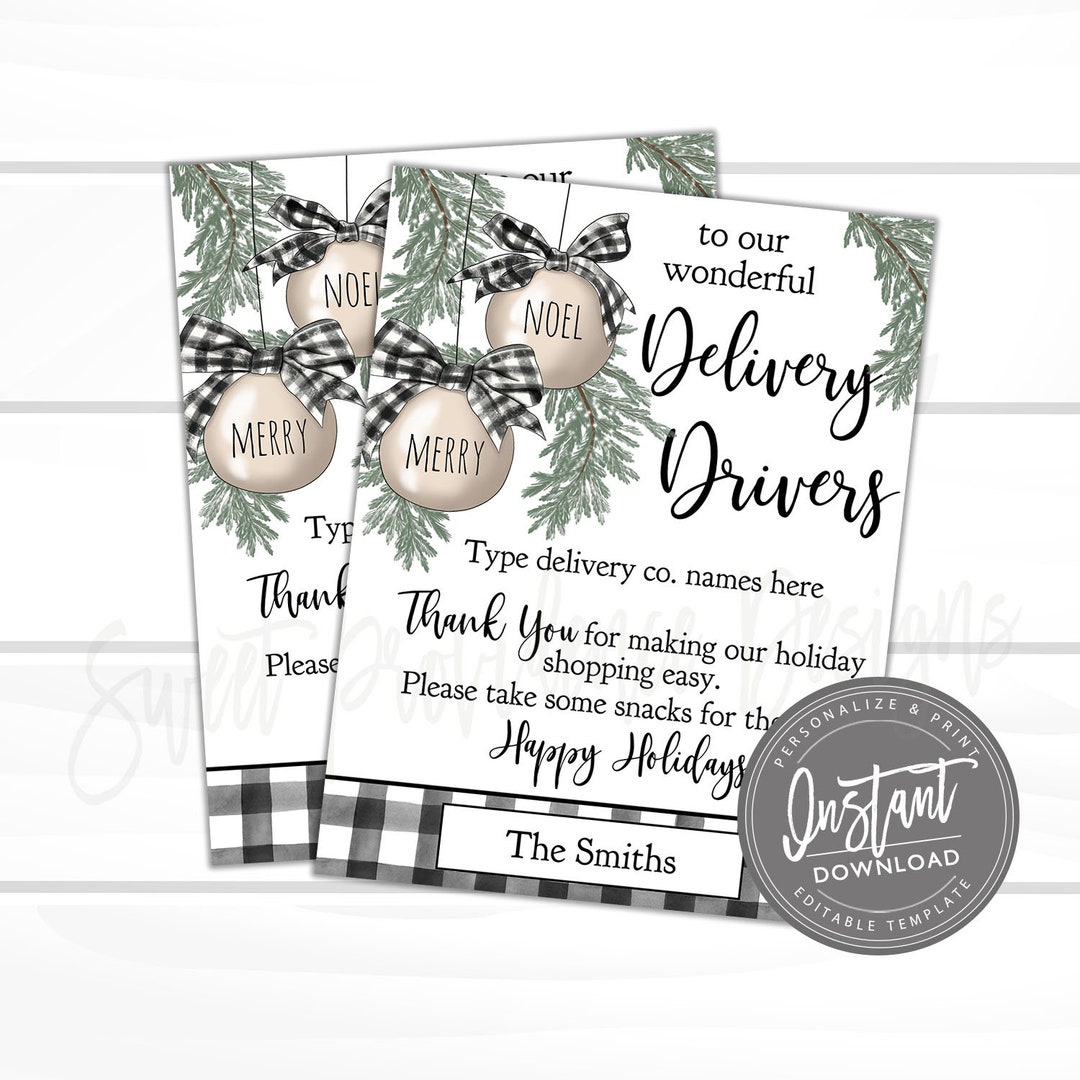 Editable Delivery Driver Thank You Sign, Personalized Delivery Driver ...