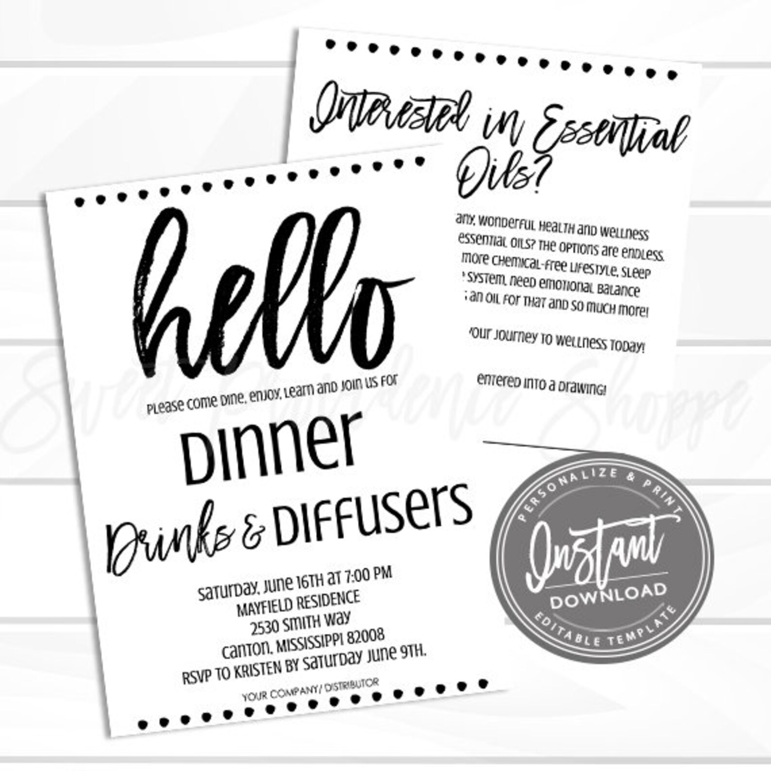 Editable Essential Oil Invitation, Network Marketing Invite ...