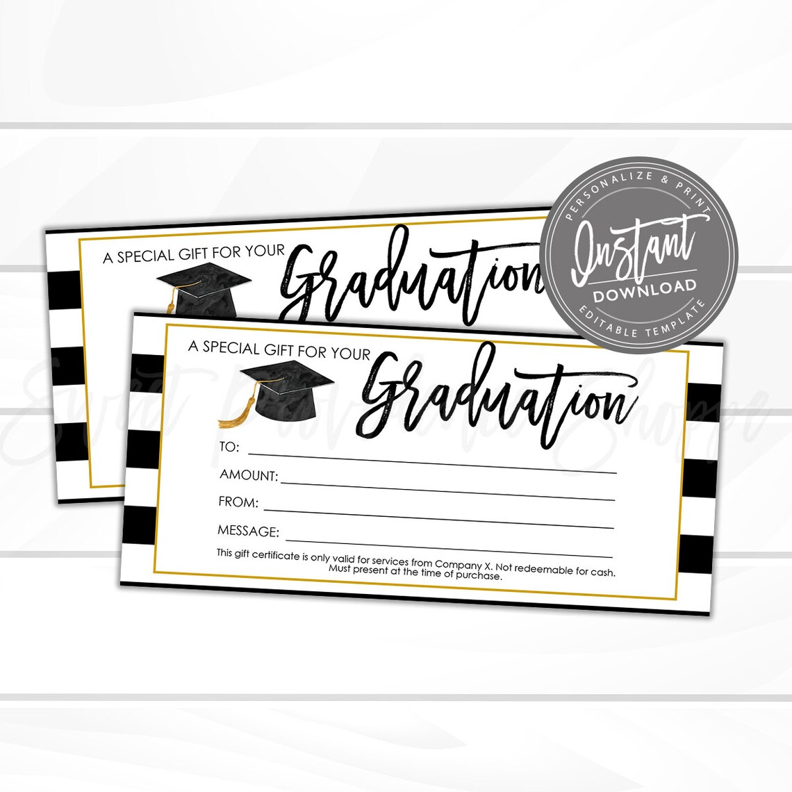 Editable Graduation Gift Certificate Printable Gift Card DIY - Etsy