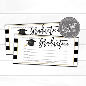 Editable Graduation Gift Certificate, Printable Gift Card, DIY Senior ...