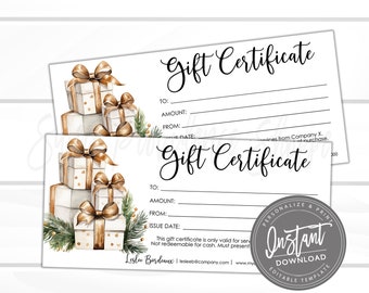 Editable Holiday Printable Gift Voucher, Editable Christmas Holiday ...
