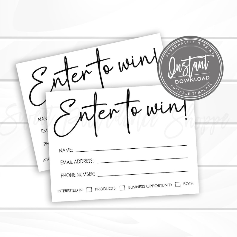 Raffle Ticket Template, Enter to Win Giveaway, Business Template Door ...
