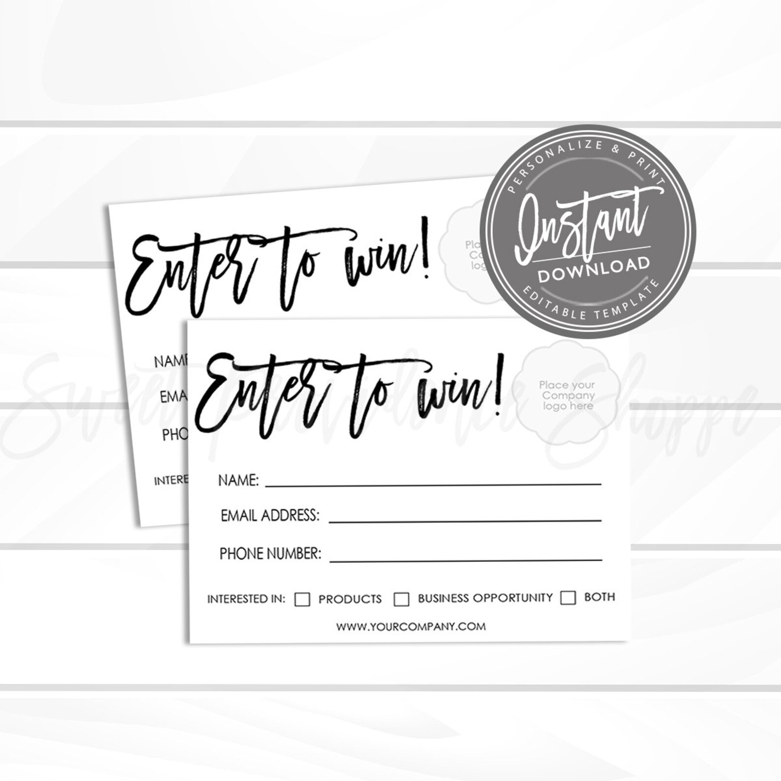 EDITABLE Raffle Ticket Template Enter To Win Giveaway Printable 