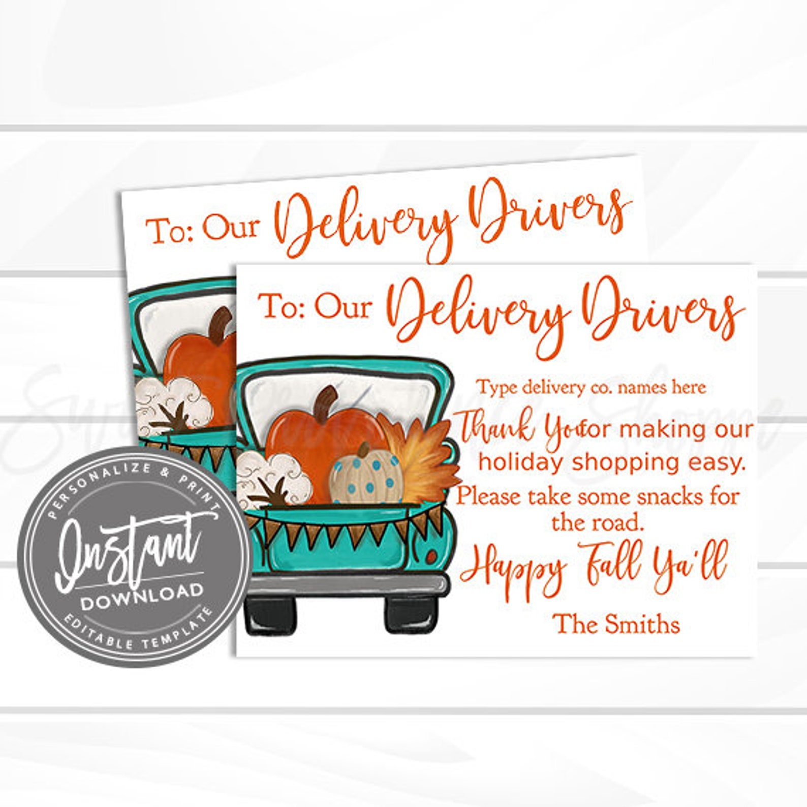 Editable Delivery Driver Thank You Sign, Personalized Delivery Driver ...