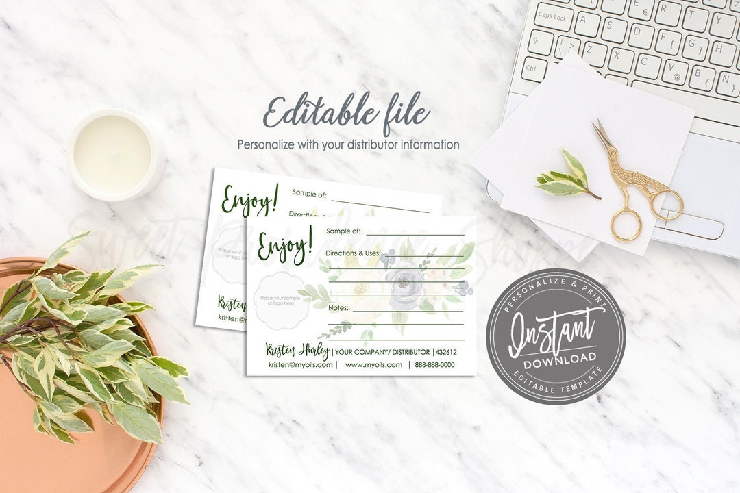 Printable Sample Cards, Essential Oil Sample Card, Sample for Essential ...