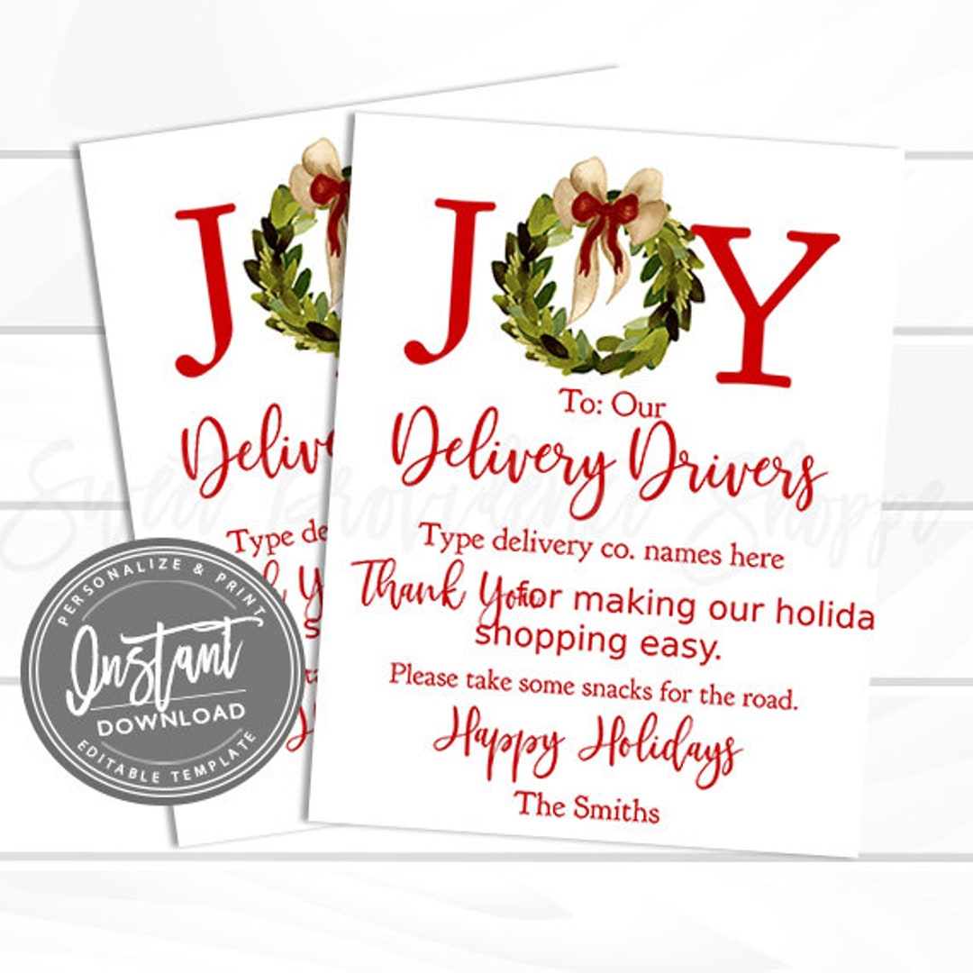 Editable Delivery Driver Thank You Sign, Personalized Delivery Driver ...