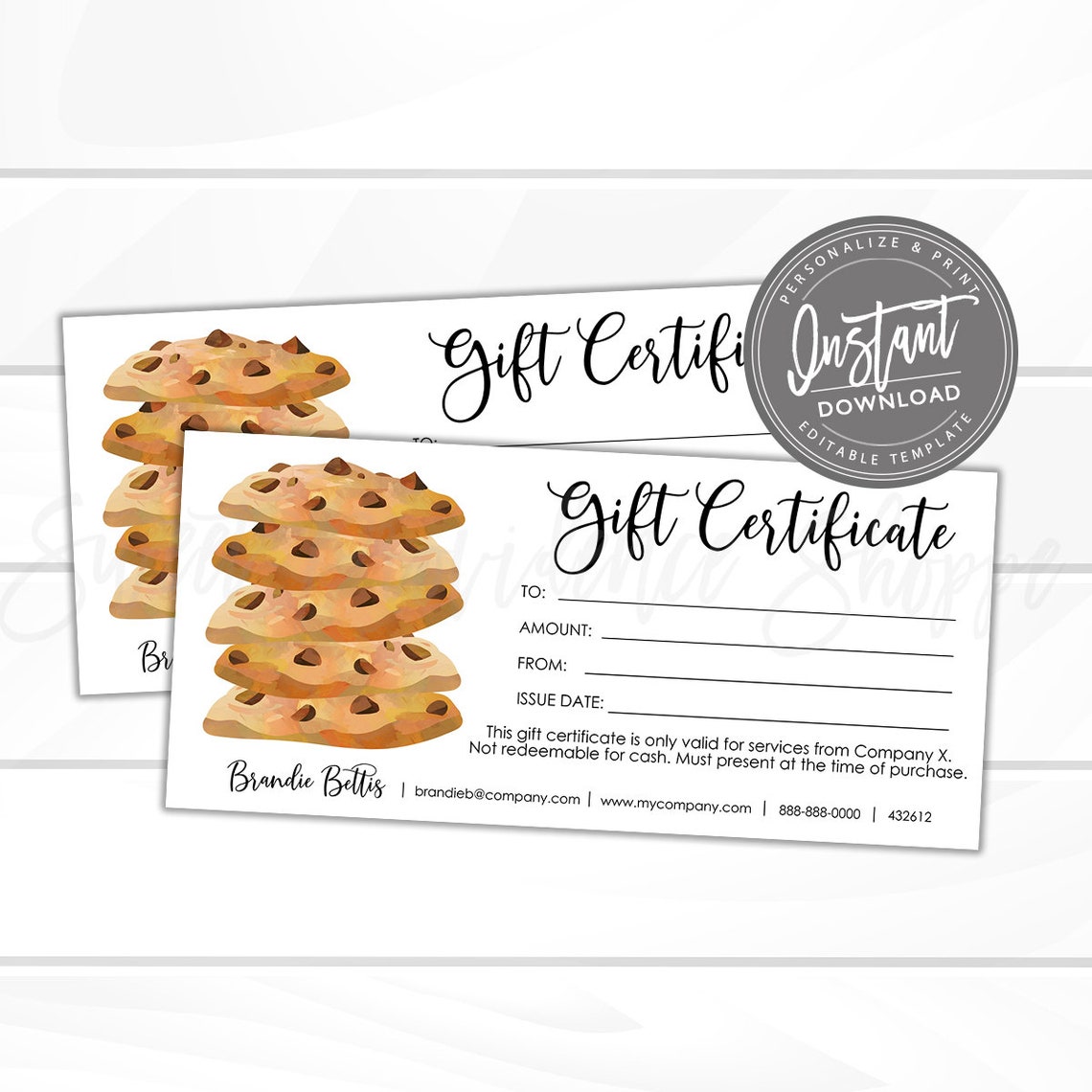 Editable Gift Certificate Bakery Cookie Printable Gift - Etsy