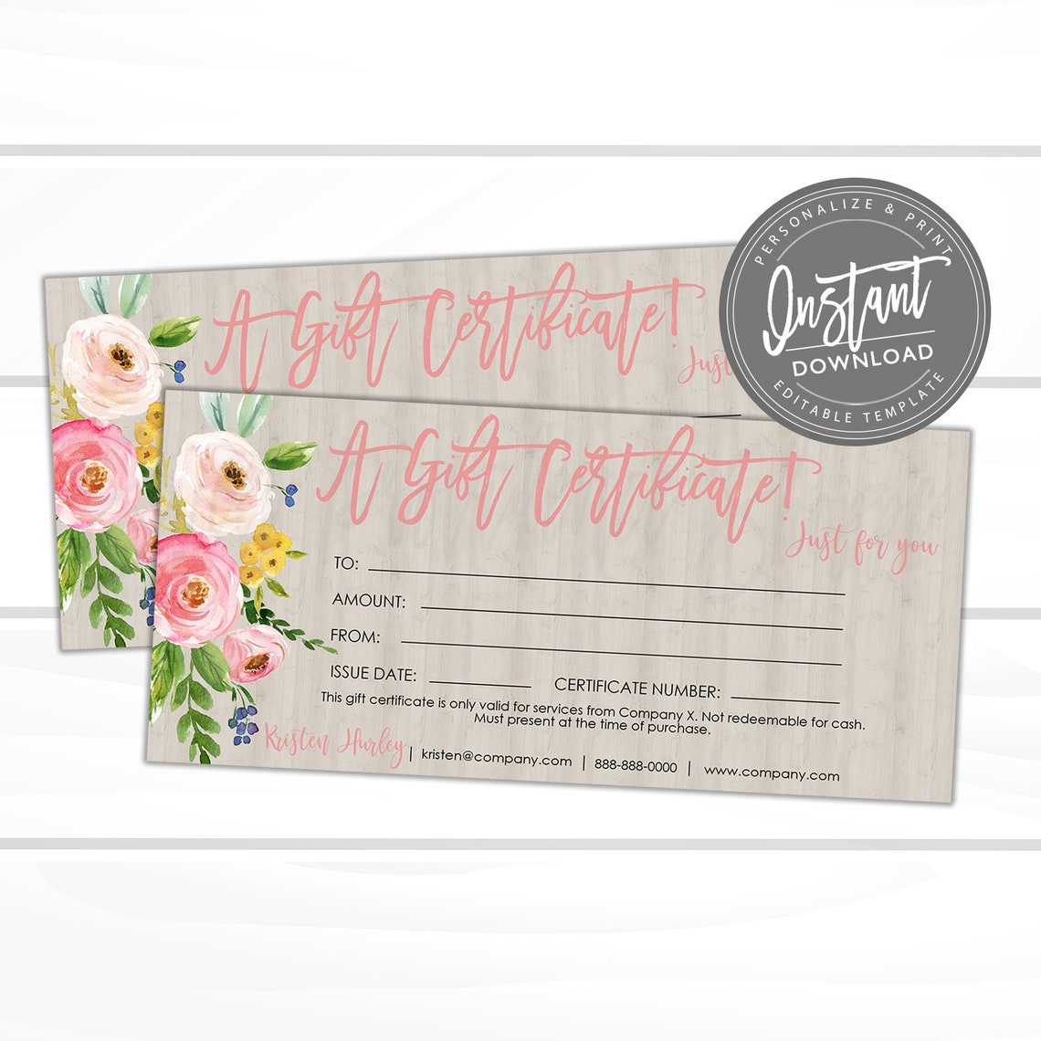 Editable Gift Certificate Printable Gift Voucher Editable - Etsy