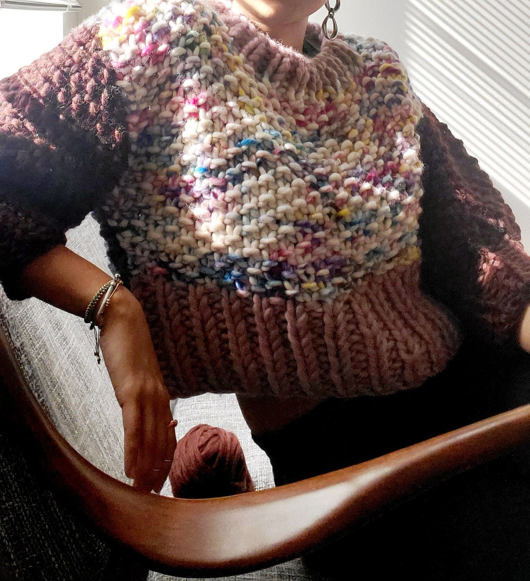 Hand-knit Cropped Chunky Sweater - Etsy