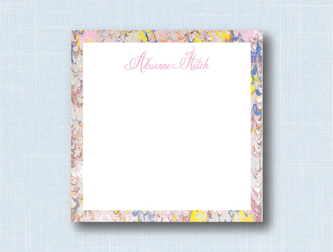 Personalized Note Pad, Custom Note Pad, Slab Pad, Square Note Pad, Pink ...