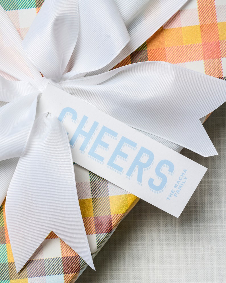 Personalized Rectangular Gift Tag, Custom Gift Tag, Cheers Gift Tag ...
