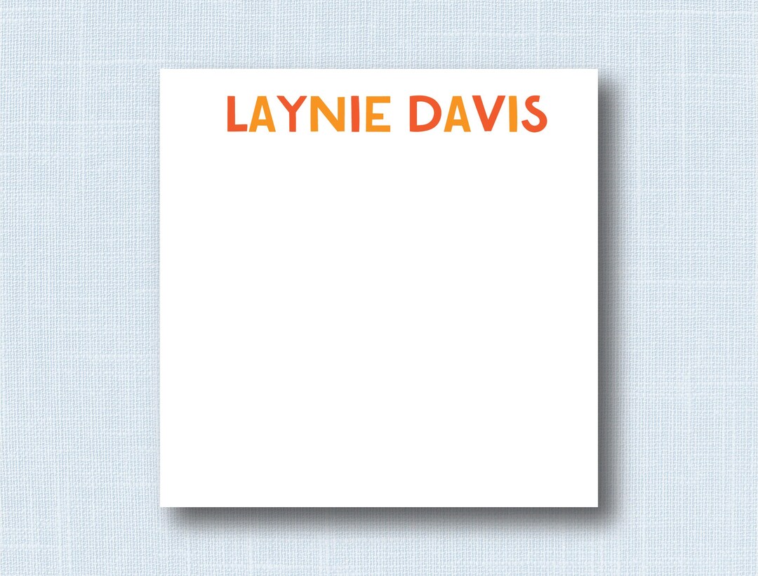 Personalized Note Pad, Custom Note Pad, Slab Pad, Square Color Block ...