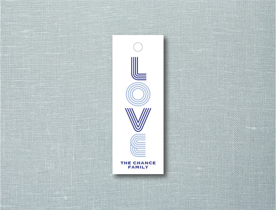 Personalized Rectangular Gift Tag, Custom Gift Tag, Love Gift Tag, Blue ...