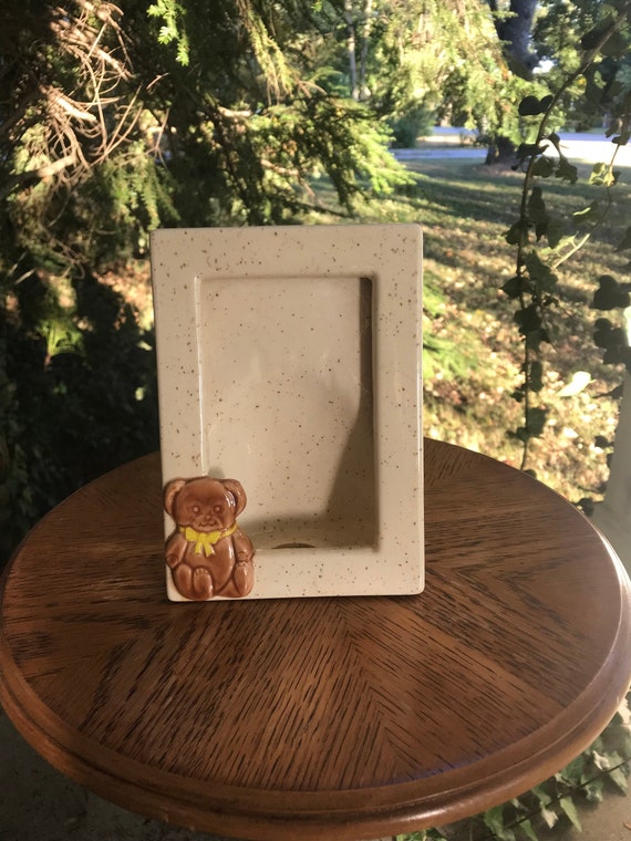 Vintage Ceramic Teddy Bear Picture Frame // Nursery Decor | Etsy