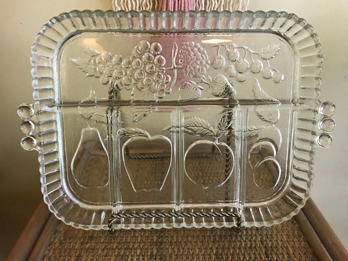 Vintage Indiana Glass Relish Tray // Crystal Fruit Platter - Etsy