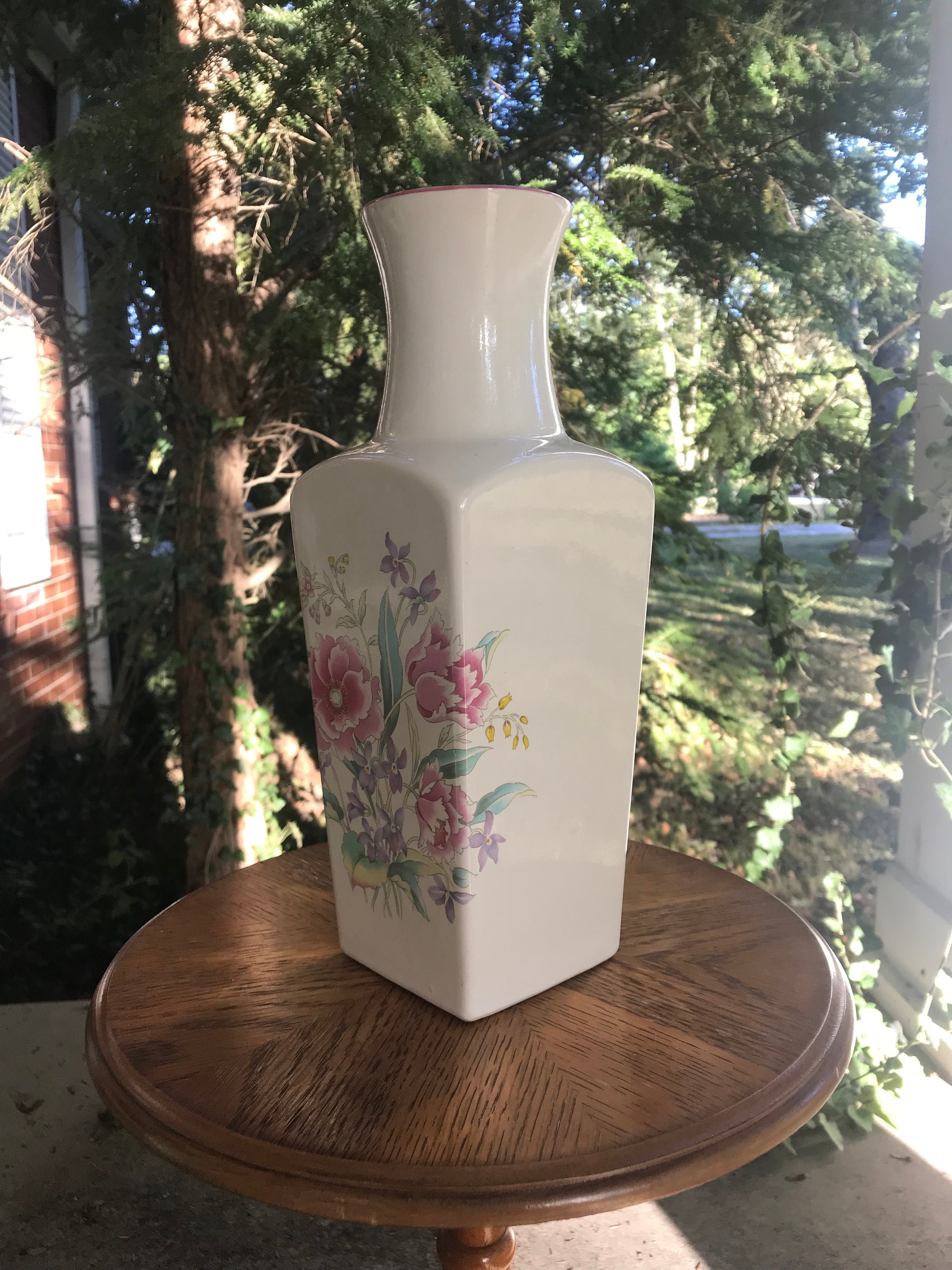 Vintage Lozapenco Chile Floral Vase // Stoneware Vase - Etsy