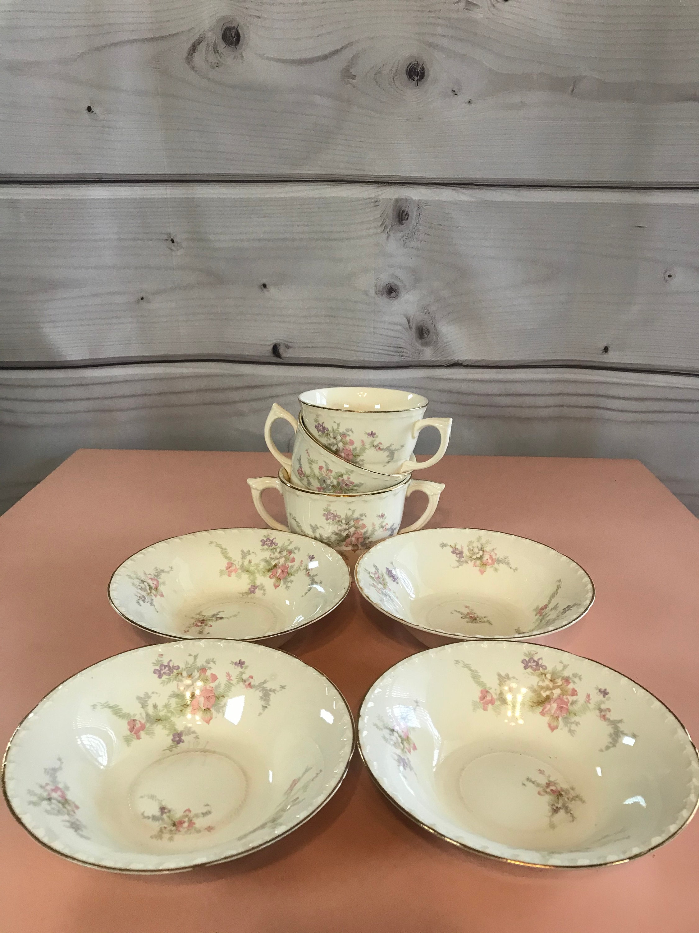 Vintage 1930s Crooksville Spring Blossom China Set of 4 - Etsy