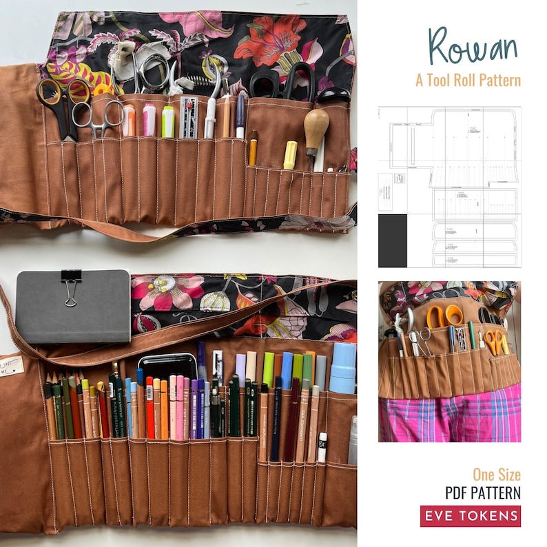 Rowan Tool Roll Sewing Pattern - Make DIY Tool Rolls / Pen Rolls ...
